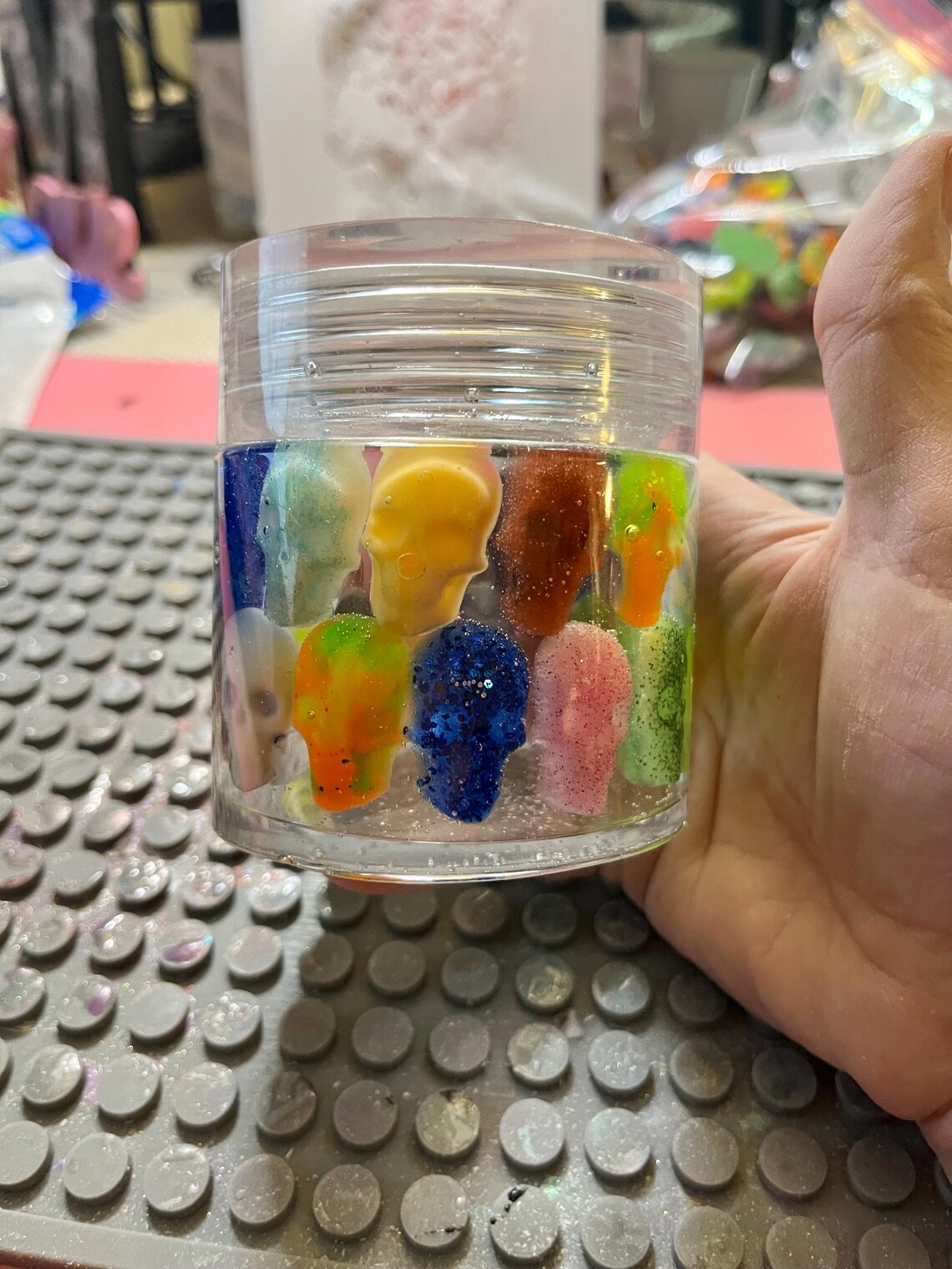Handmade Resin Storage Jar: Miniature Skull Inclusions, Screw-on Lid - Etsy