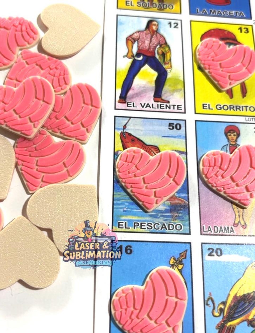 Loteria Game Heart Concha Chips, Fichas De Loteria, Conchas Festivo ...