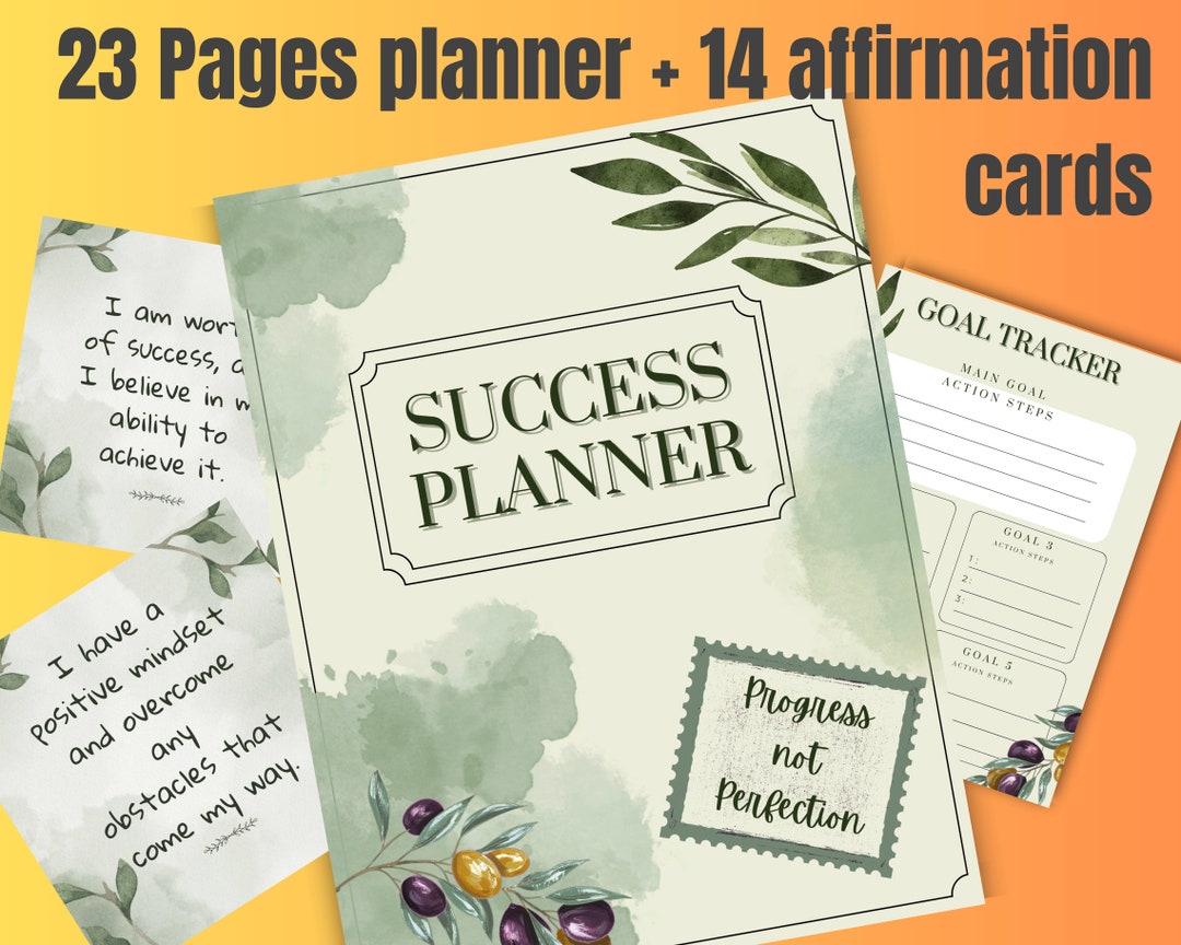 Success Planner, Printable, Goal, Habit Tracker, Progress, Affirmation ...