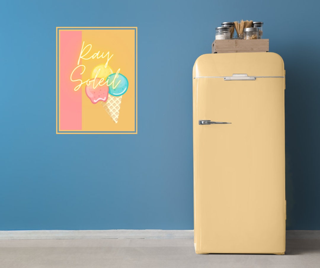 Summertime Vibes Retro Poster: Neopolitan Ice Cream and Sunshine ...