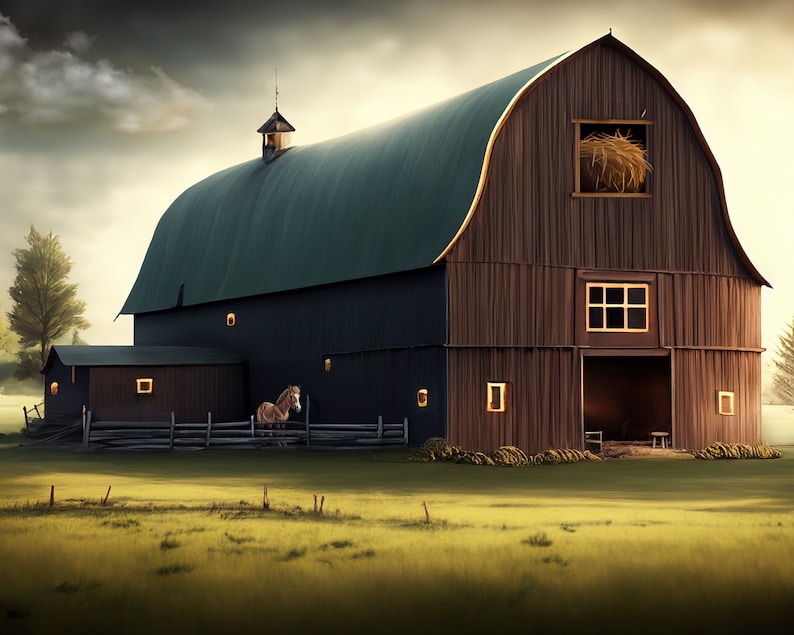Magical Vintage Barn With Horse Digital Background - Etsy