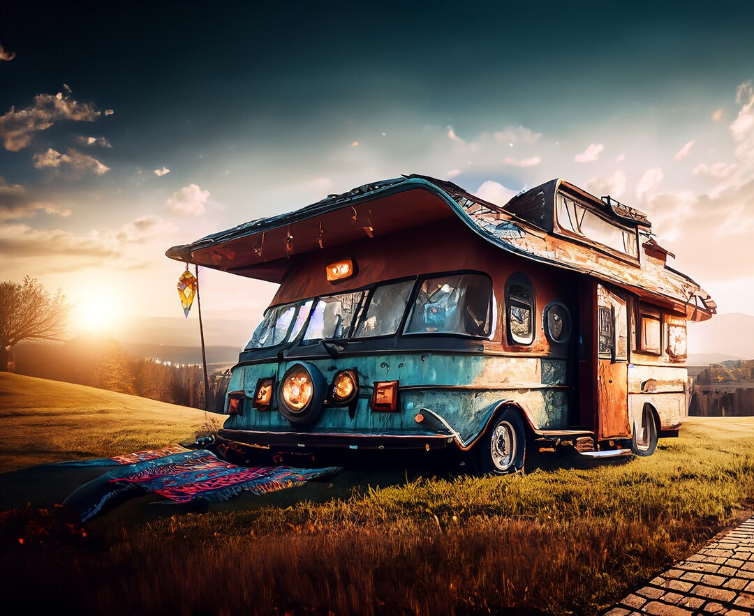 Vintage Boho Camper Digital Background - Etsy Canada