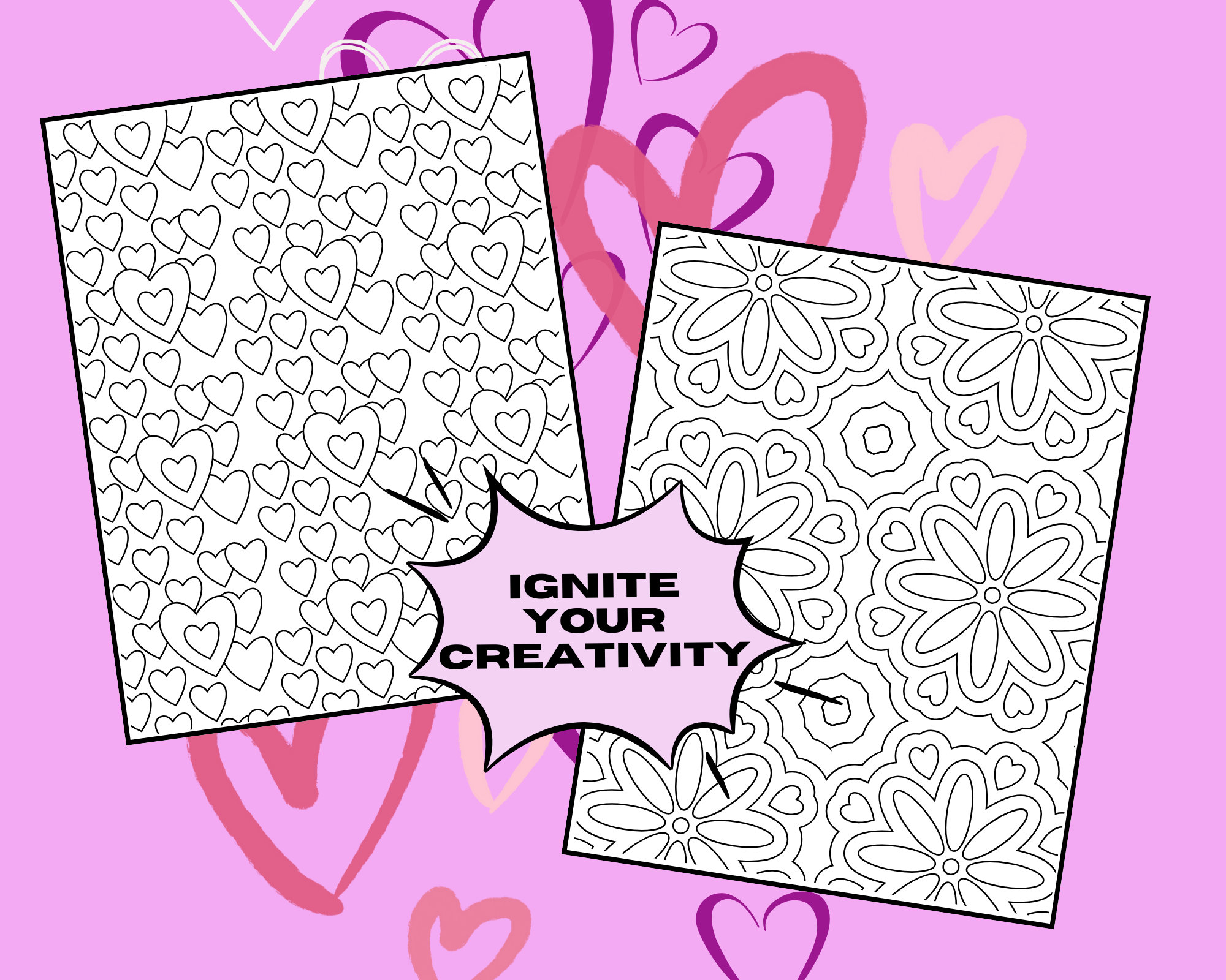 Pattern Colouring Pages Inspired by Valentines Day | Digital Download ...