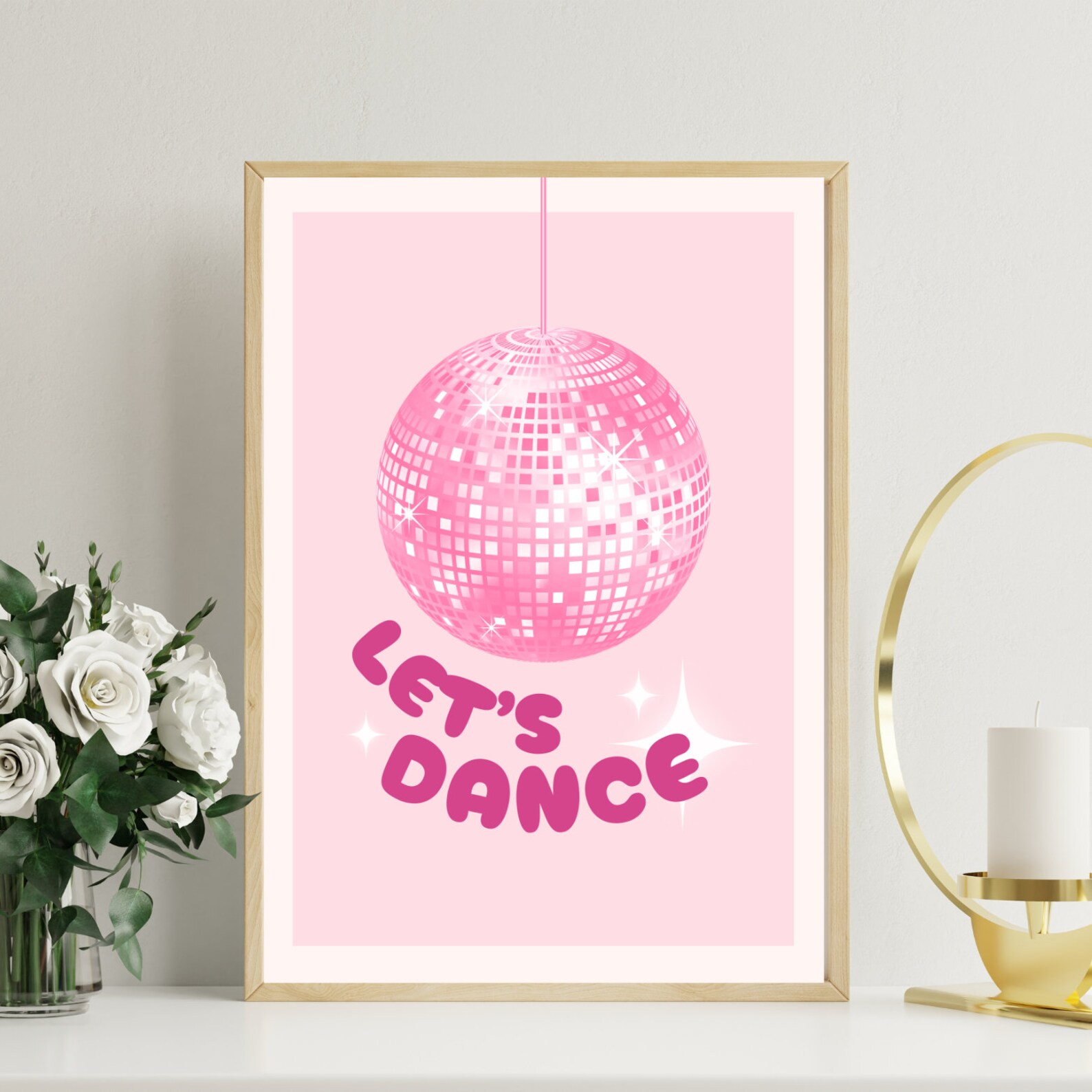 Let's Dance Disco Ball DIGITAL DOWNLOAD, Preppy Poster, Girly Wall Art ...