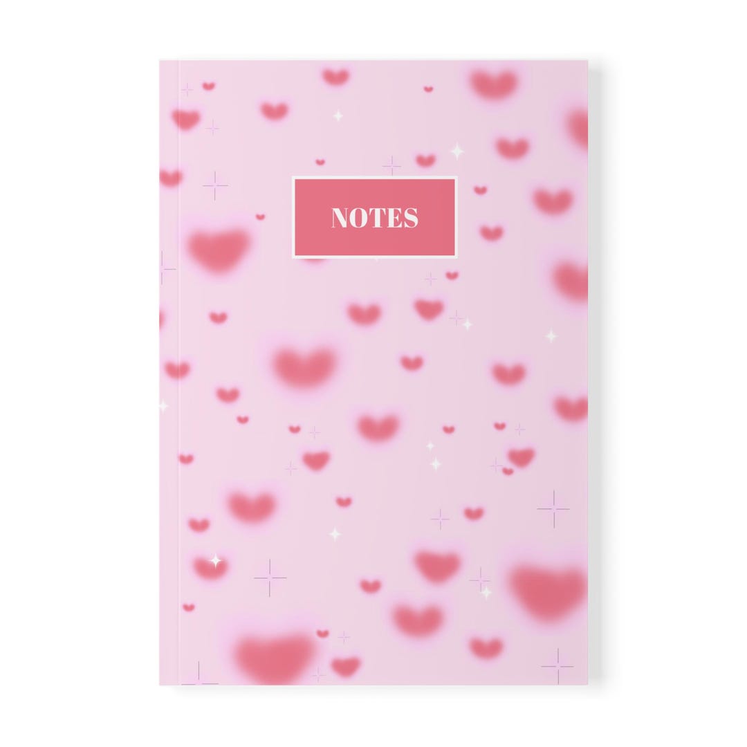 Y2K Pink Heart Star Notebook, Kawaii Notebook, Girly Stationary, Cute ...