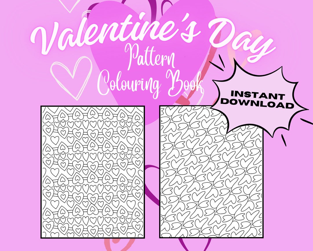 Pattern Colouring Pages Inspired by Valentines Day | Digital Download ...