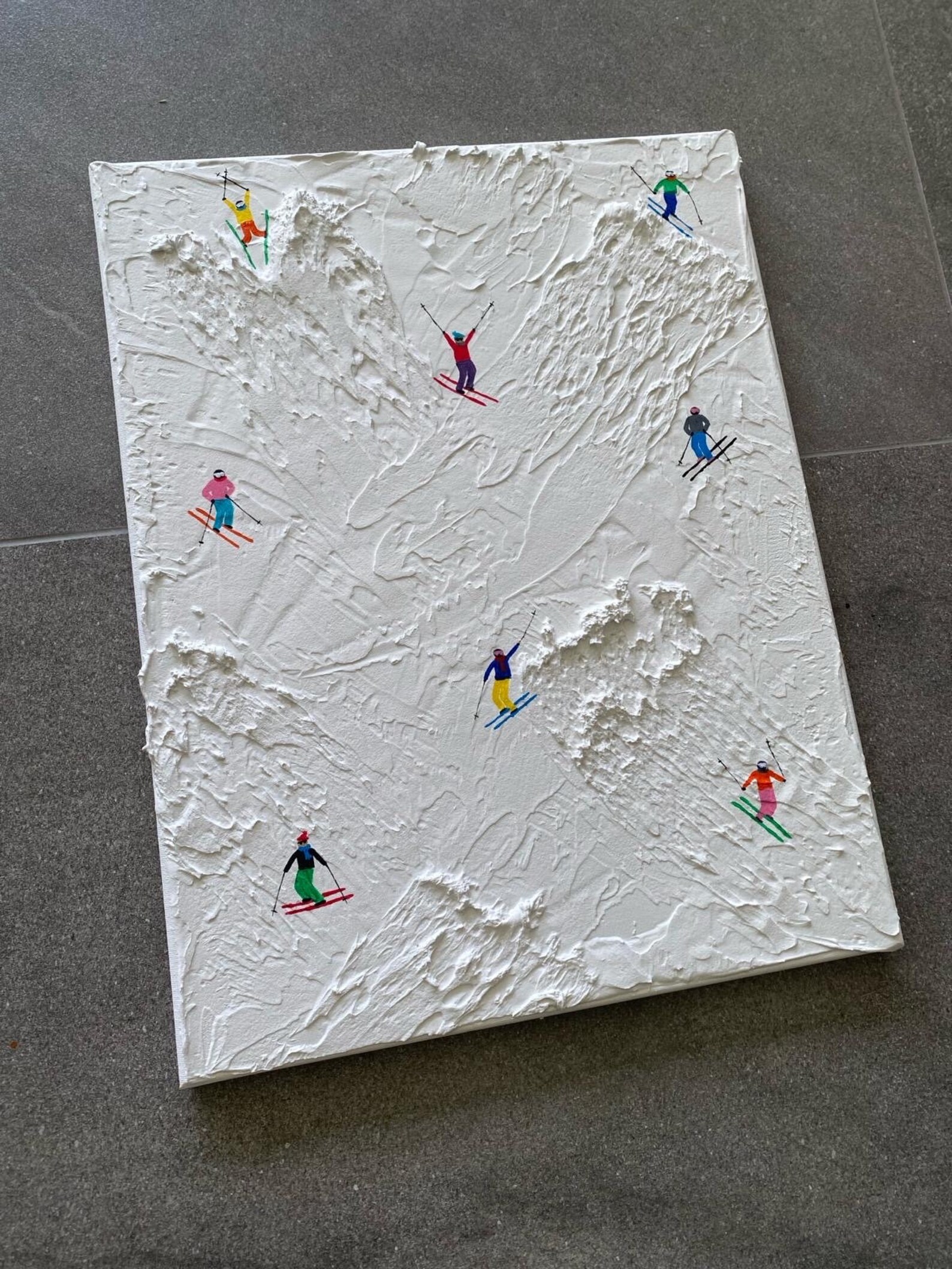 Textured Art Ski Snow Canvas Painting Wall Art - Etsy