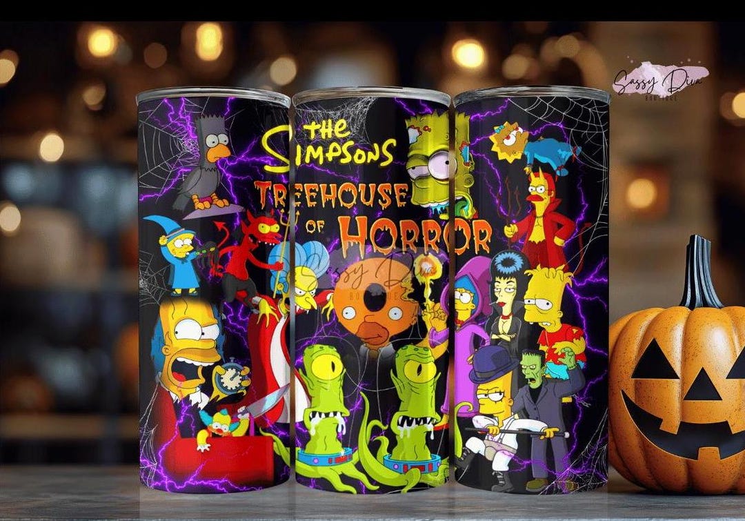 The Simpsons Treehouse of Horror Skinny Tumbler With Straw, 20oz ...