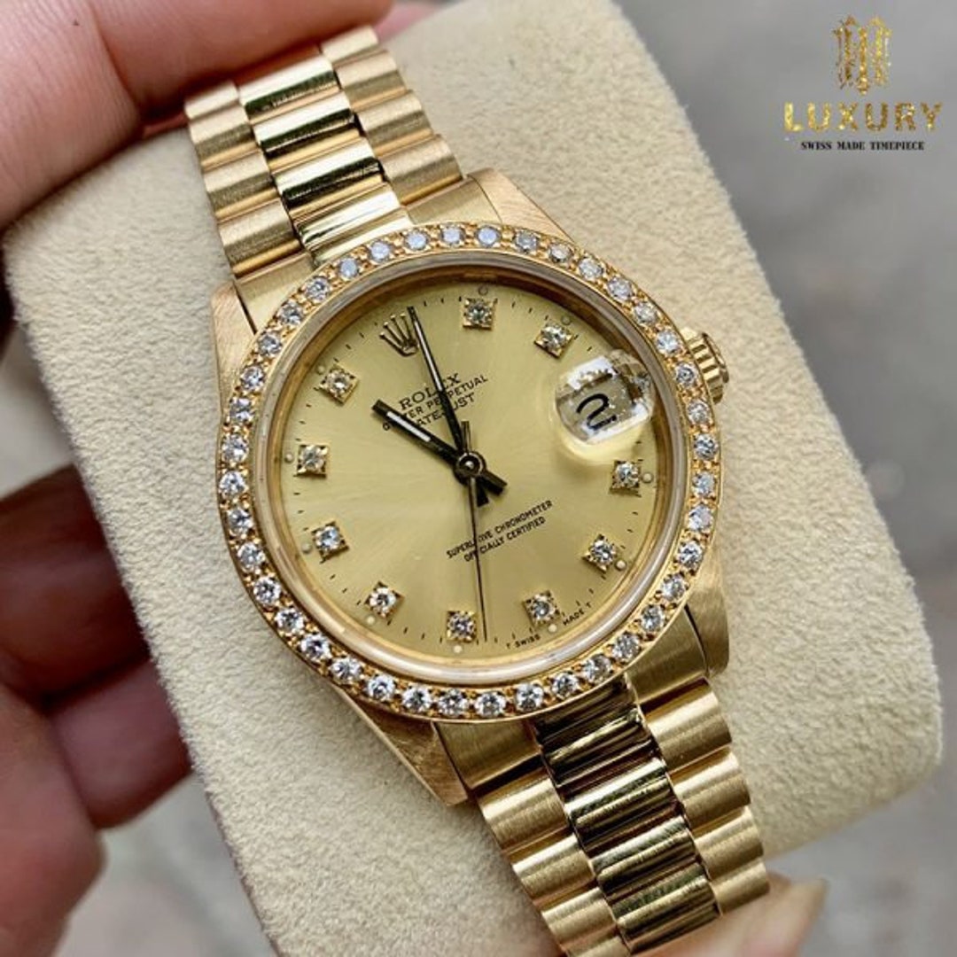 Rolex 68278 Women's Datejust Watch With Ray Face and 18k Solid Gold ...