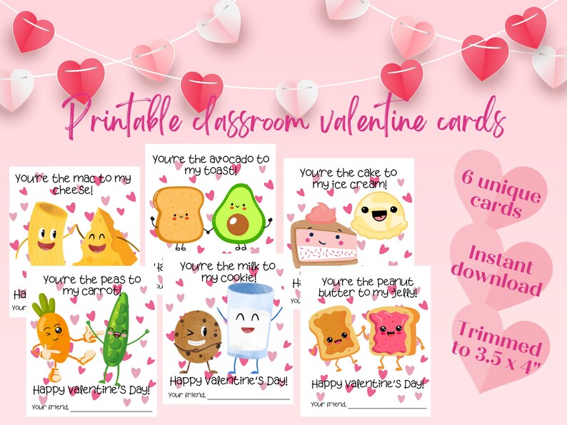 Food Pun Valentine's Day Cards Printable Classroom Valentines Funny ...