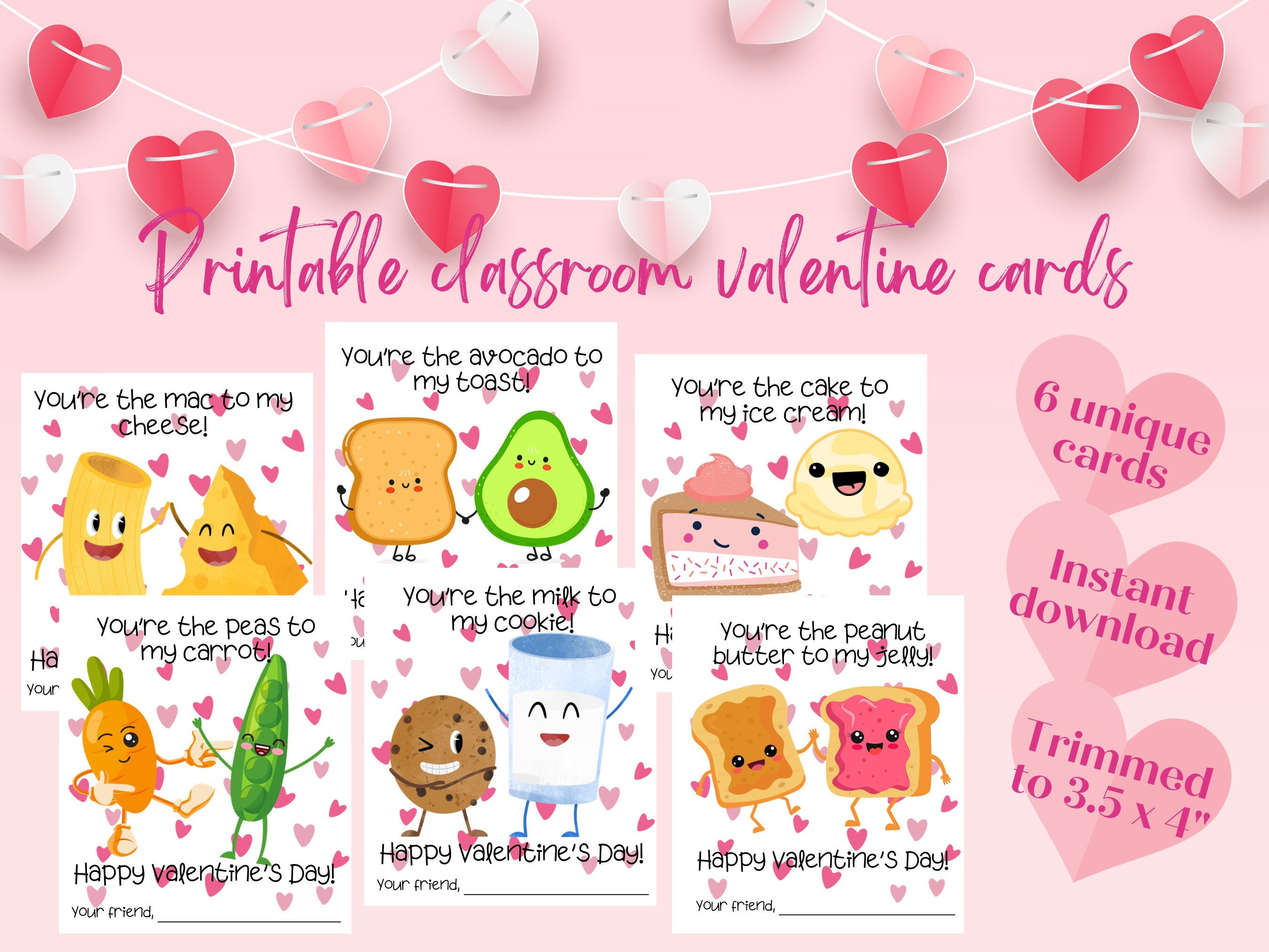 Food Pun Valentine's Day Cards Printable Classroom Valentines Funny ...