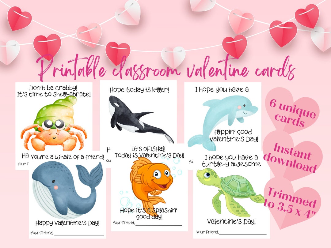 Under the Sea Valentine Cards, Kids Printable (digital Download) - Etsy
