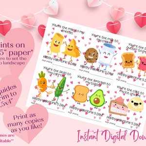 Food Pun Valentine's Day Cards Printable Classroom Valentines Funny ...