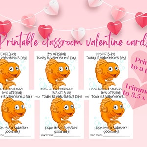 Goldfish Classroom Valentines Printable Valentines Day Cards for School ...