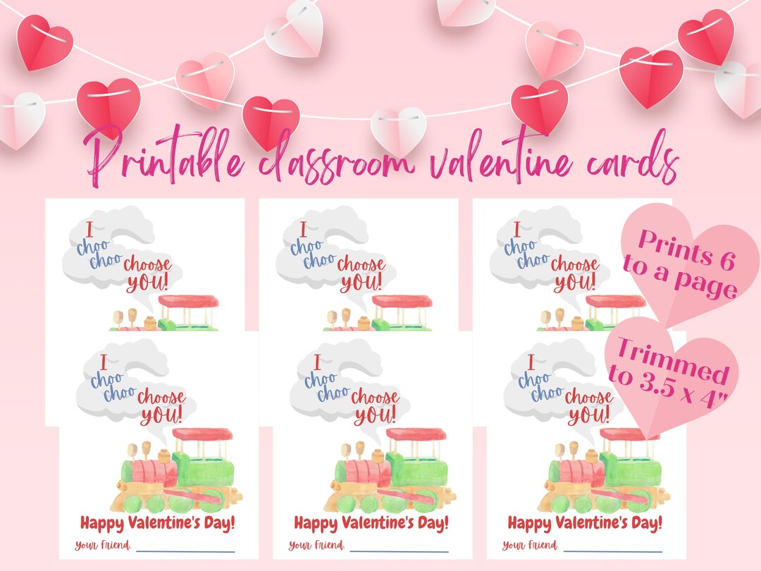 Train Valentine Day Card Printable Classroom Valentines for Kids School ...