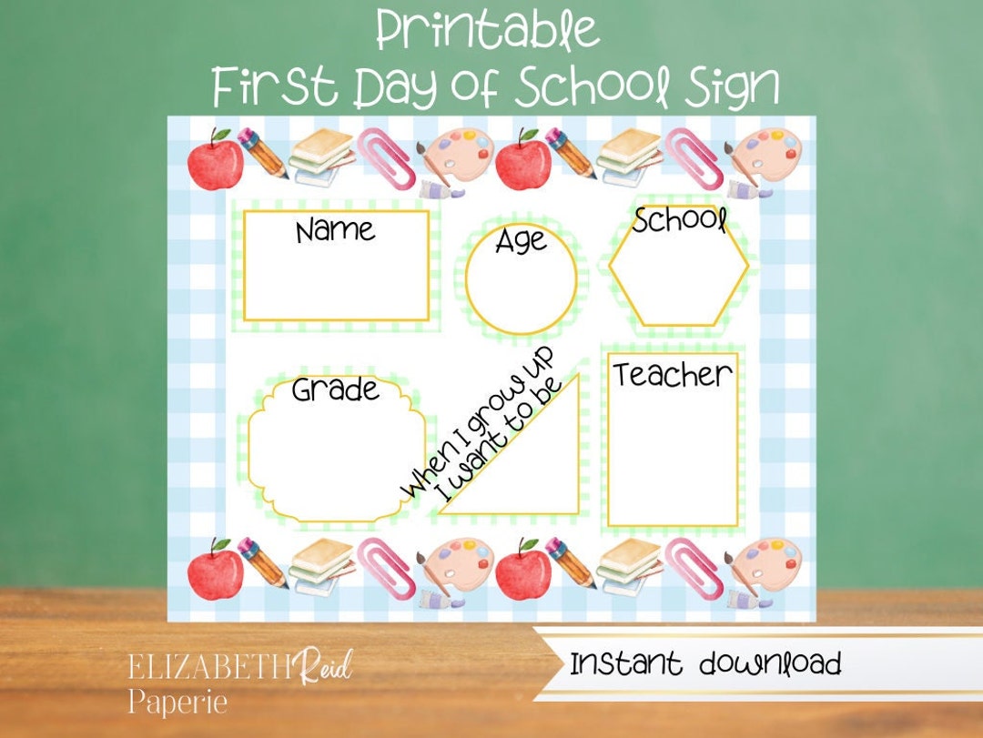 First Day of School Sign, Fill-in Keepsake (digital Download) - Etsy