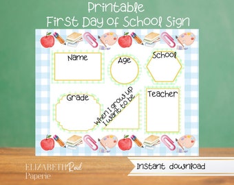First Day of School Printable Sign for Back to School Digital Download ...