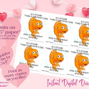 Goldfish Classroom Valentines Printable Valentines Day Cards for School ...