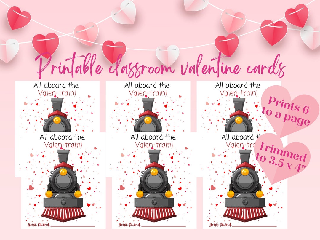 Train Valentine's Day Cards: Classroom Printable (PDF) - Etsy