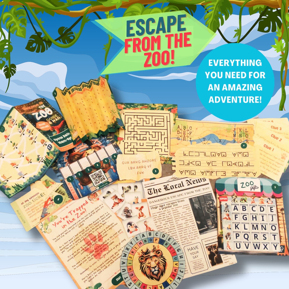 Zoo Escape Room, Printable Escape Room PDF, Instant Download, Zoo Theme ...
