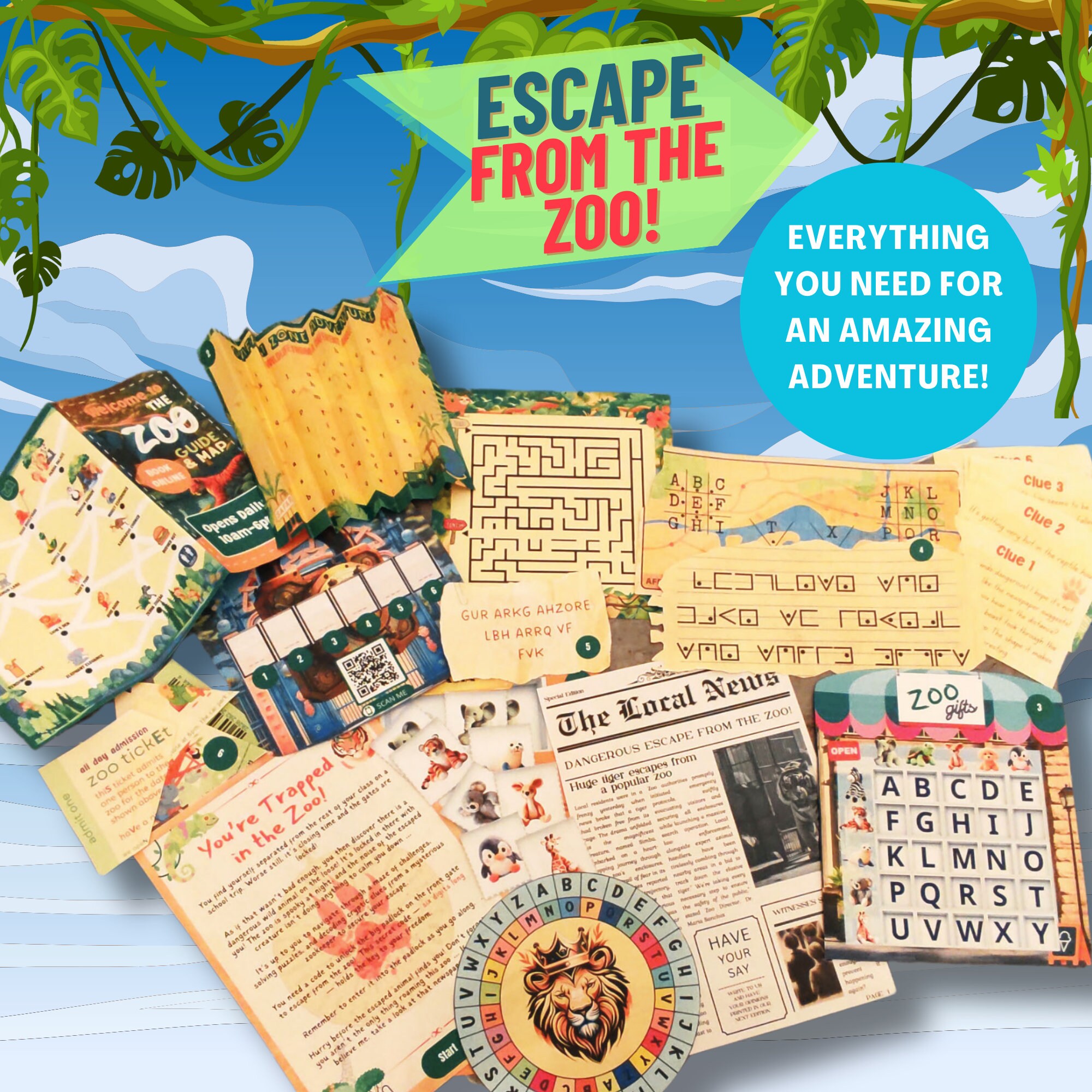 Zoo Escape Room, Printable Escape Room PDF, Instant Download, Zoo Theme ...