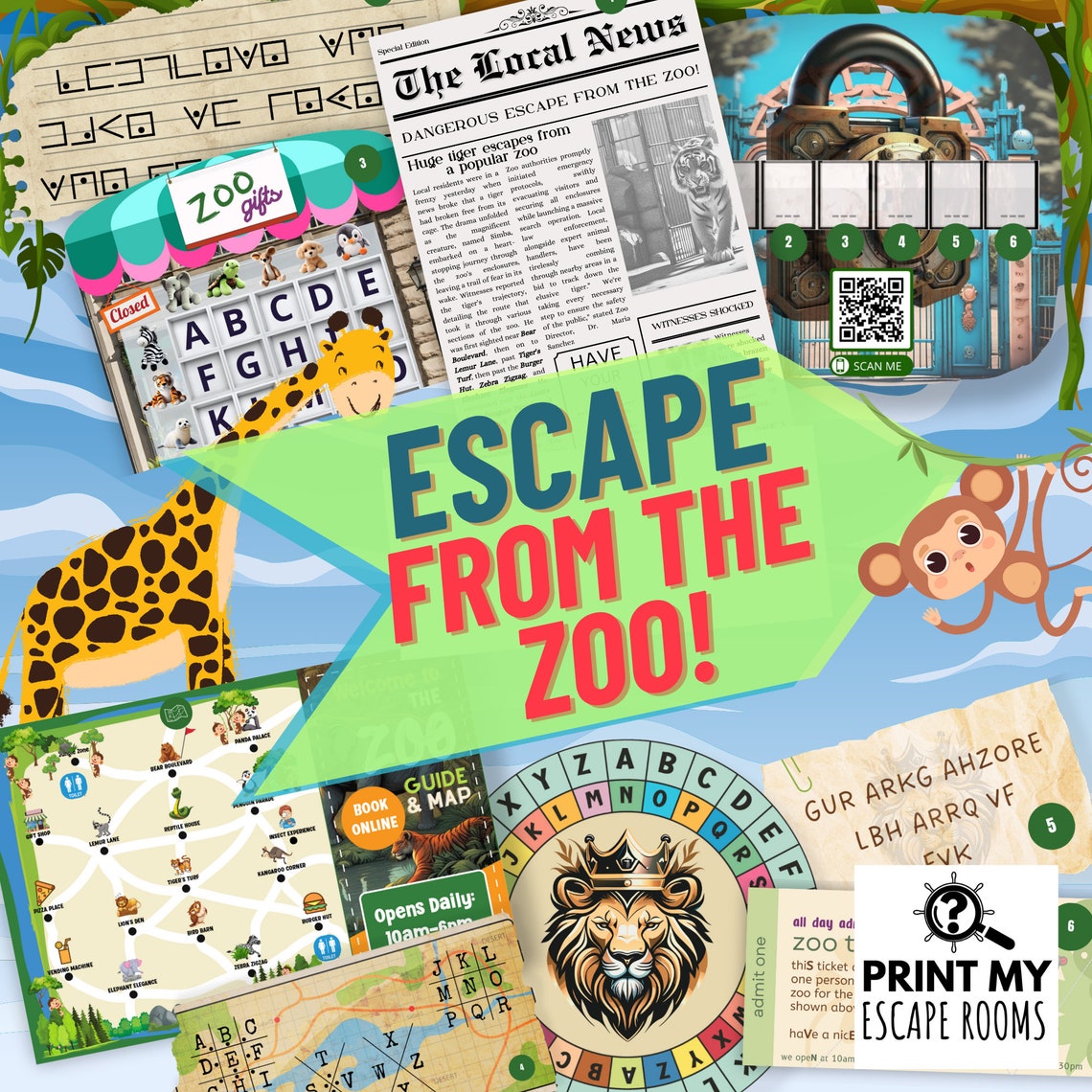 Zoo Escape Room, Printable Escape Room PDF, Instant Download, Zoo Theme ...
