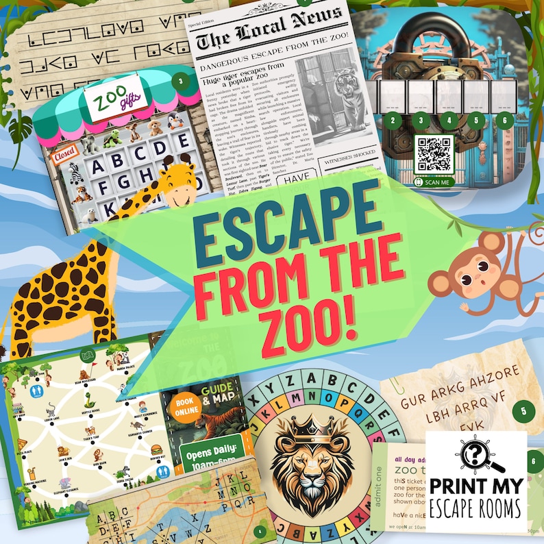 Zoo Escape Room, Printable Escape Room PDF, Instant Download, Zoo Theme ...