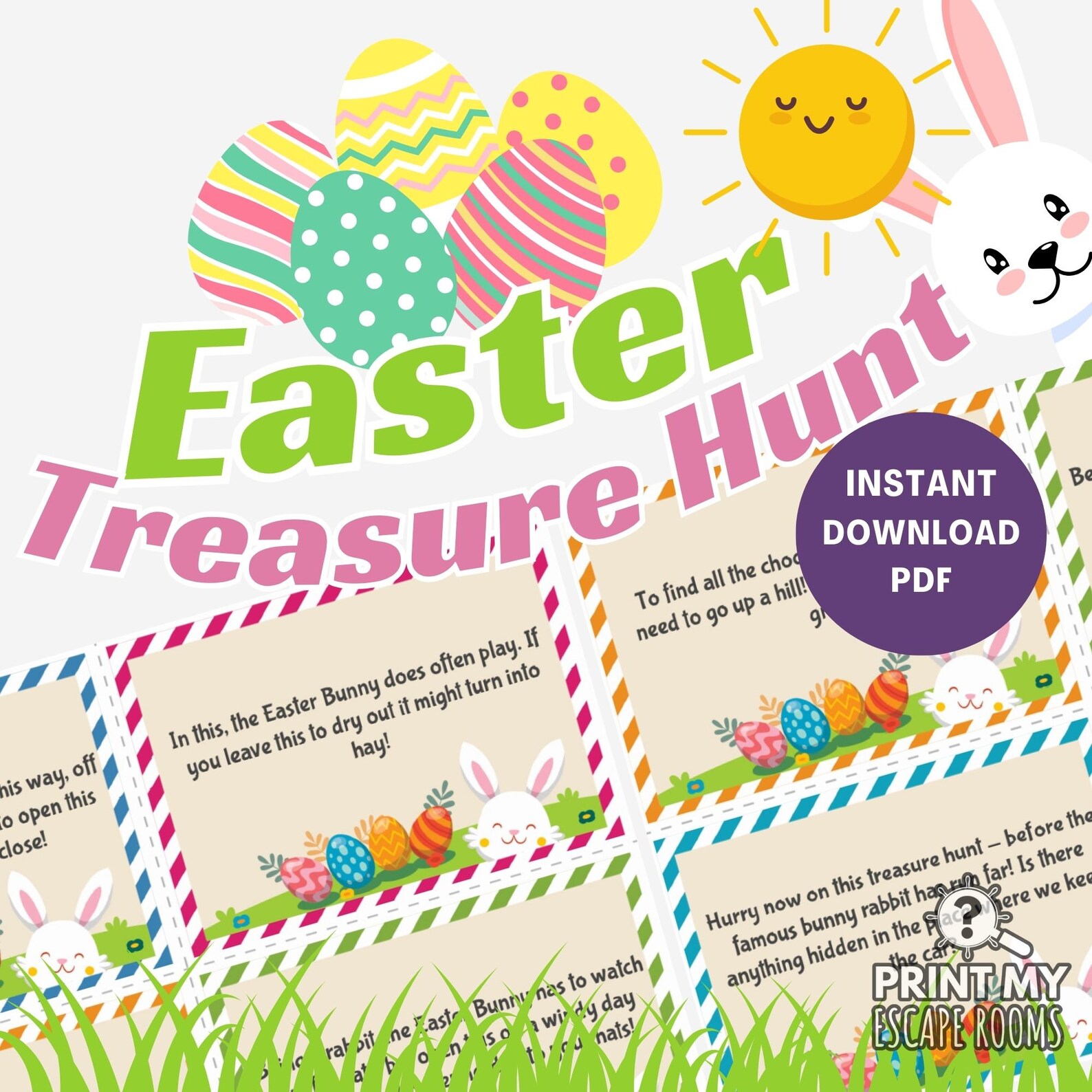 Easter Treasure Hunt for Kids Easter Egg Hunt Clues Outdoor Easter ...