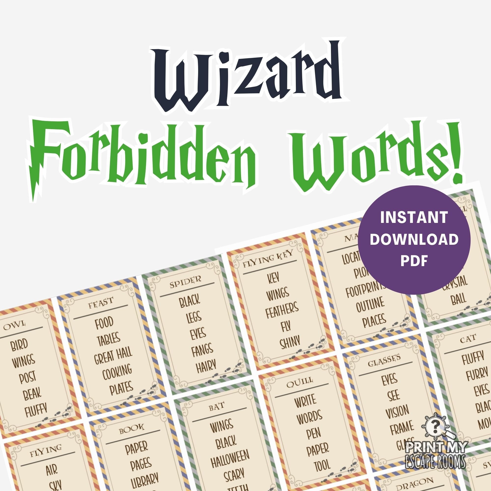Wizard Taboo, Wizard Forbidden Words, Printable Wizard Party Game - Etsy