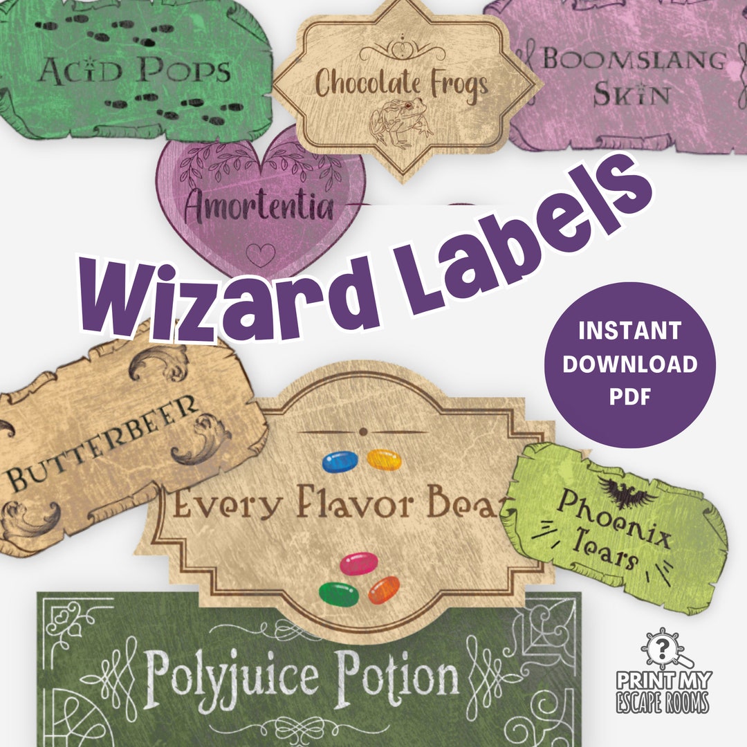 Wizard Potion Labels PDF, Wizard Party Food Labels, Printable Magic ...