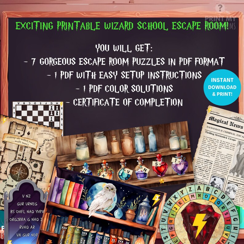 Wizard School Escape Room Game, Escape Printable for Kids, Wizard Theme ...