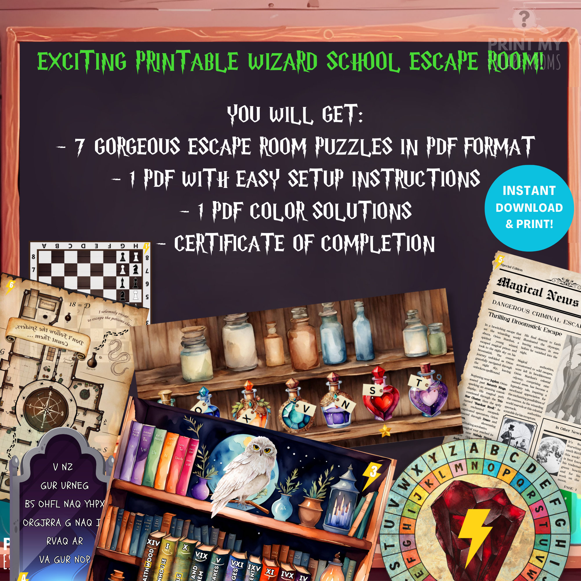 Wizard School Escape Room Game, Escape Printable for Kids, Wizard Theme ...