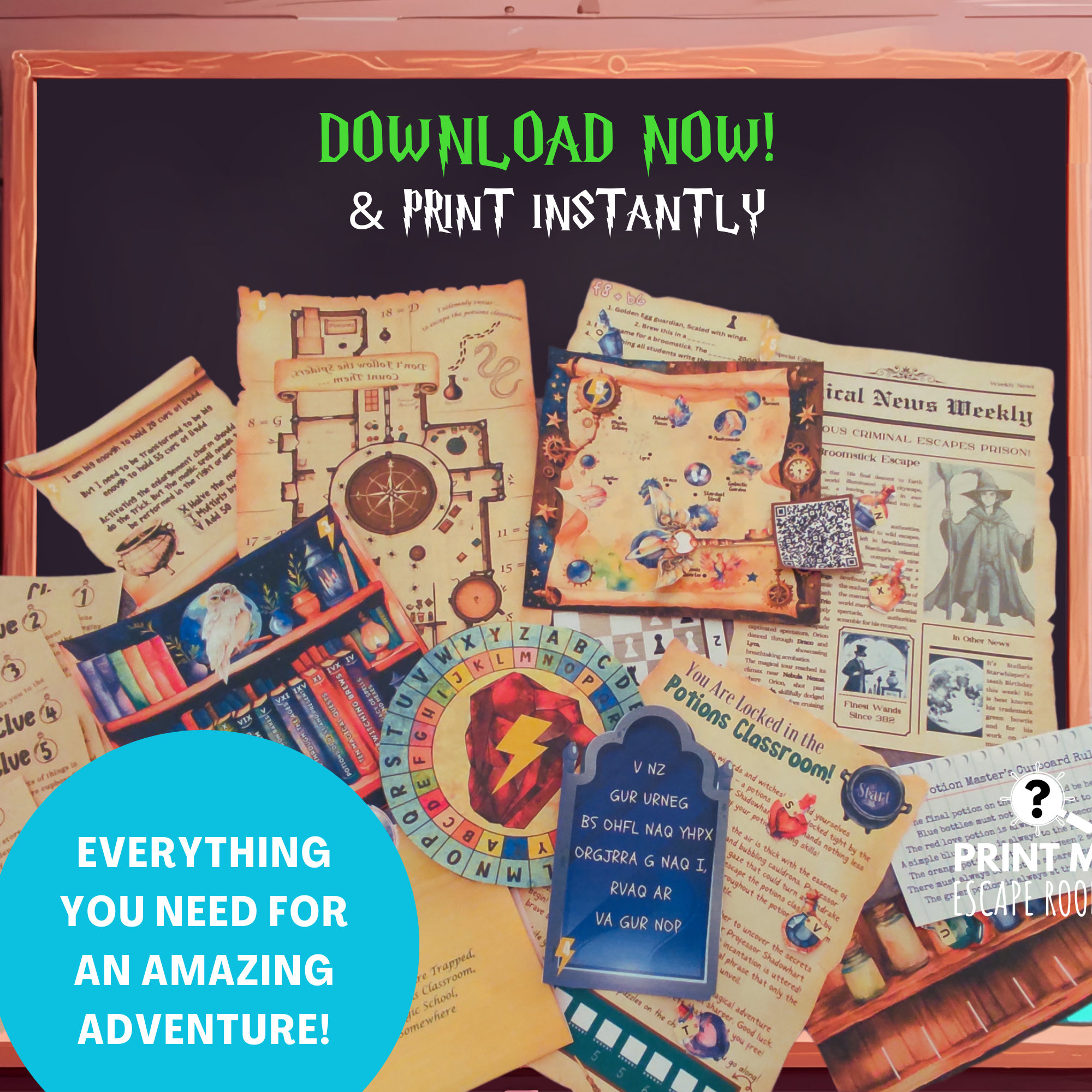 Wizard School Escape Room Game, Escape Printable for Kids, Wizard Theme ...