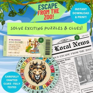 Zoo Escape Room, Printable Escape Room PDF, Instant Download, Zoo Theme ...