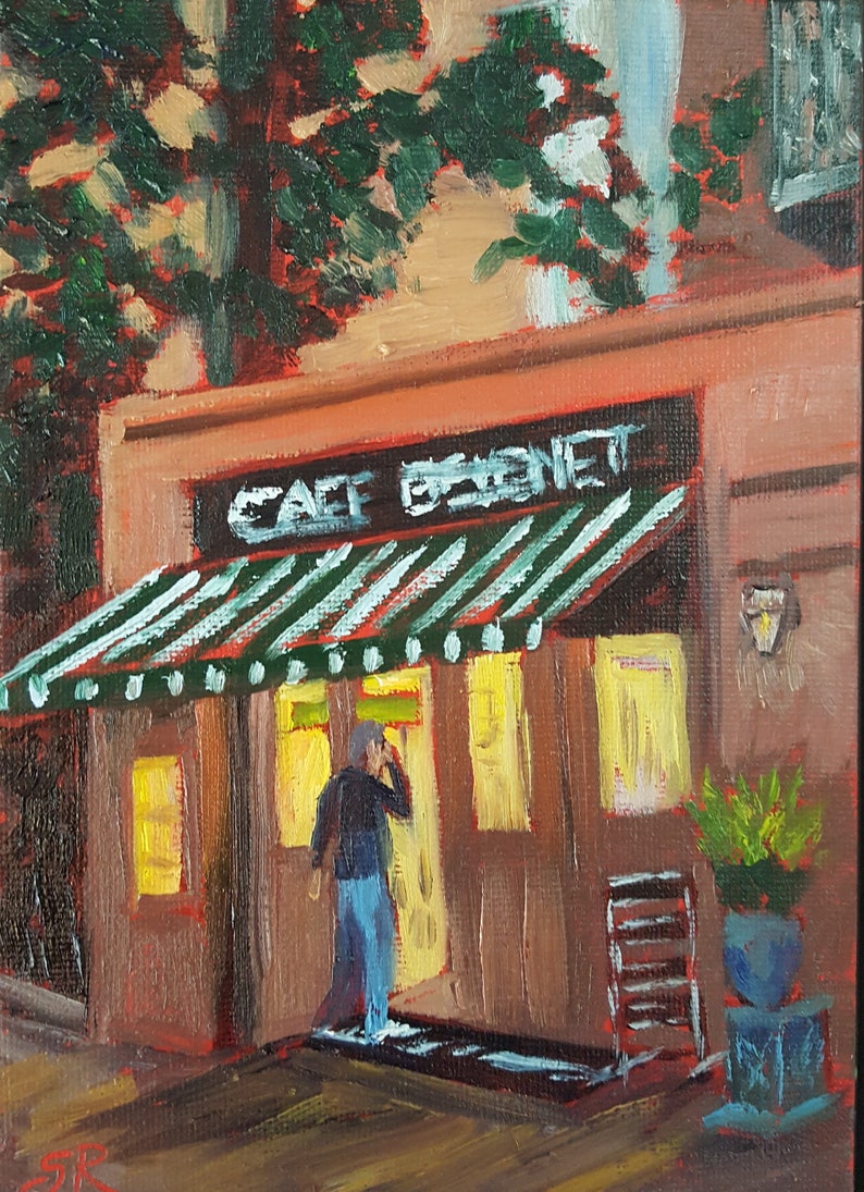 Original Fine Art Oil Painting Cafe Beignet French Quarter New Orleans ...