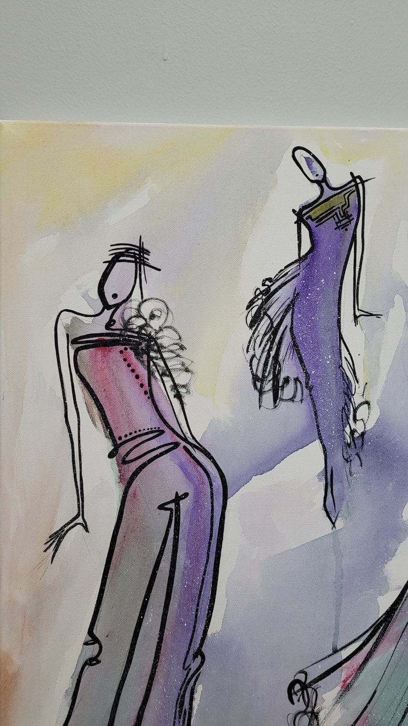 Handmade Watercolor Painting on Canvas.fashion Models. - Etsy