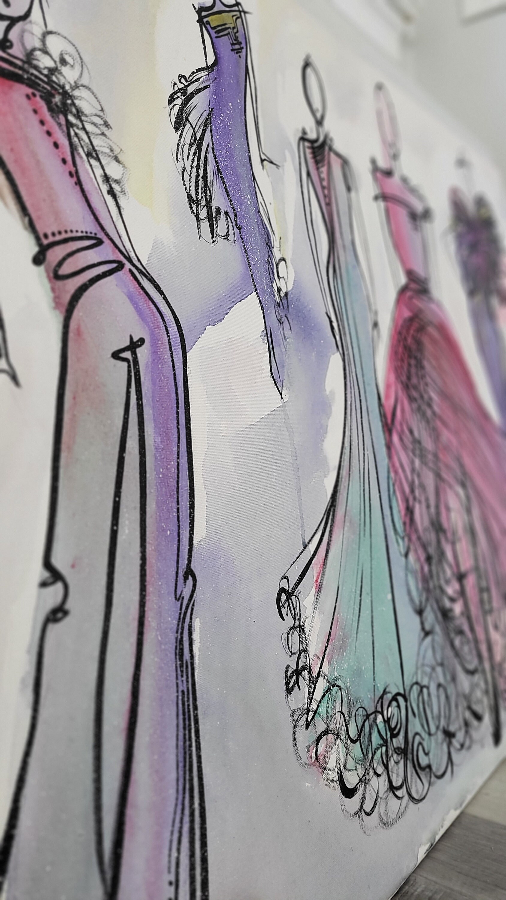 Handmade Watercolor Painting on Canvas.fashion Models. - Etsy