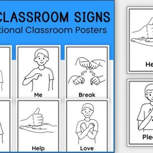 Confetti ASL Classroom Signal Posters - Etsy