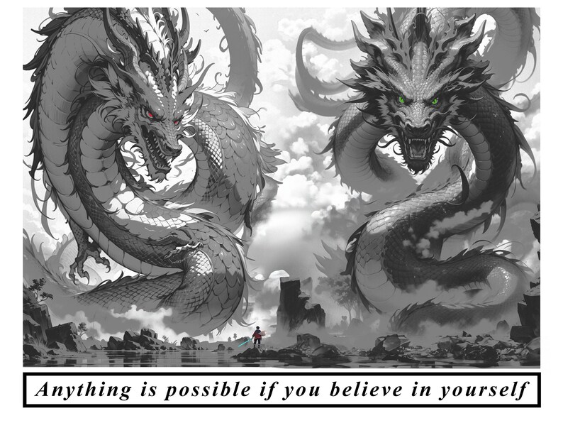 Anime Style Dragon Poster for Print - Etsy