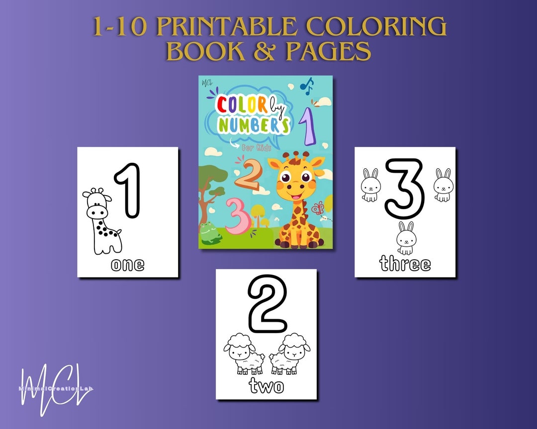 1 10 Number Coloring Pages Book Color by Numbers for Kids printable PDF ...