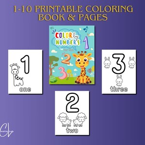 1 10 Number Coloring Pages Book Color by Numbers for Kids printable PDF ...
