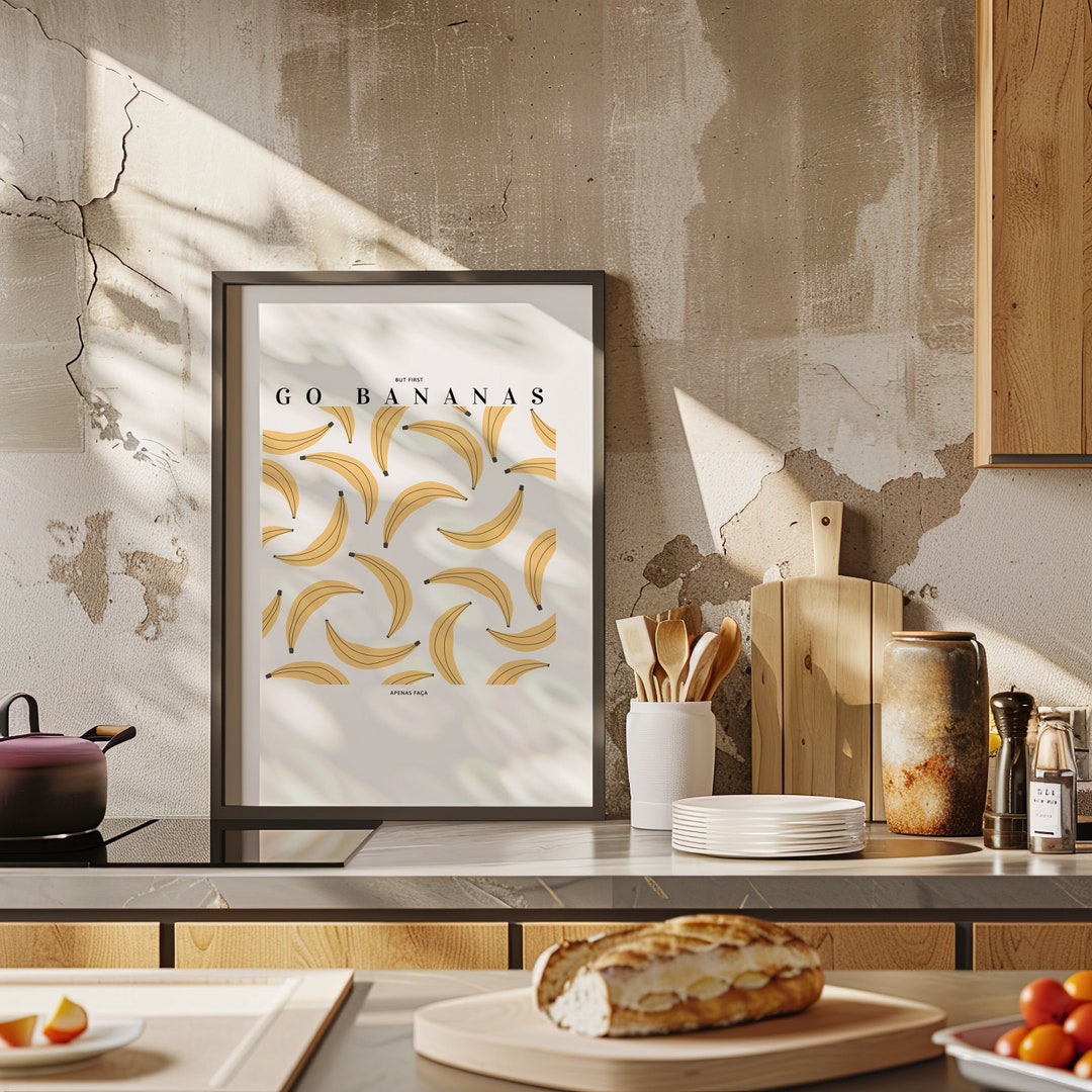 Go Bananas Kitchen Poster Digital Download Wallart, Banana Print for ...