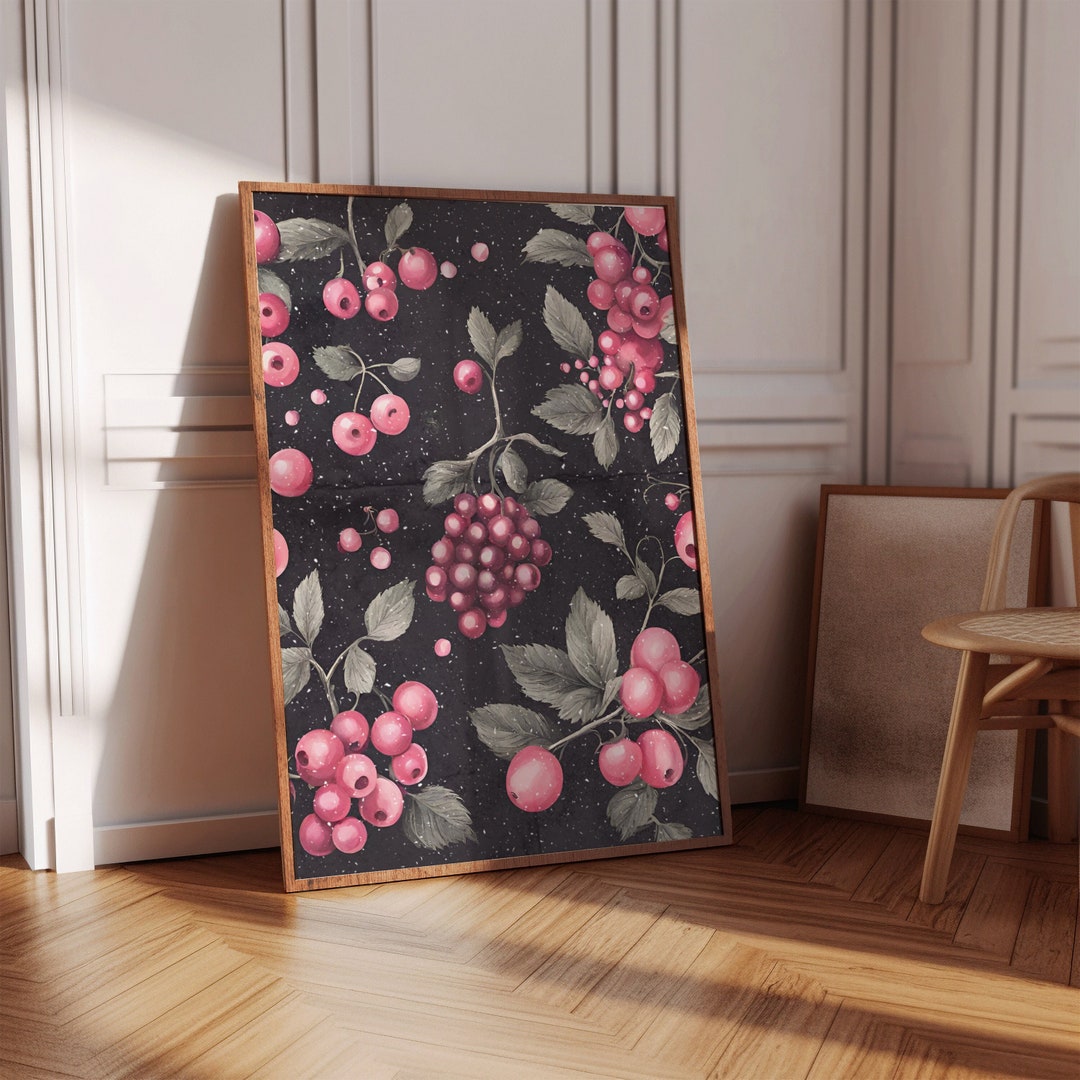Very Berry Wall Art Digital Download for Printing, Mural Raspberry ...