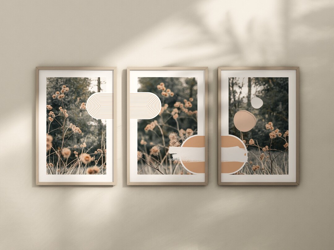 Boho Field Poster Set Digital Download, Modern Wallart - Etsy