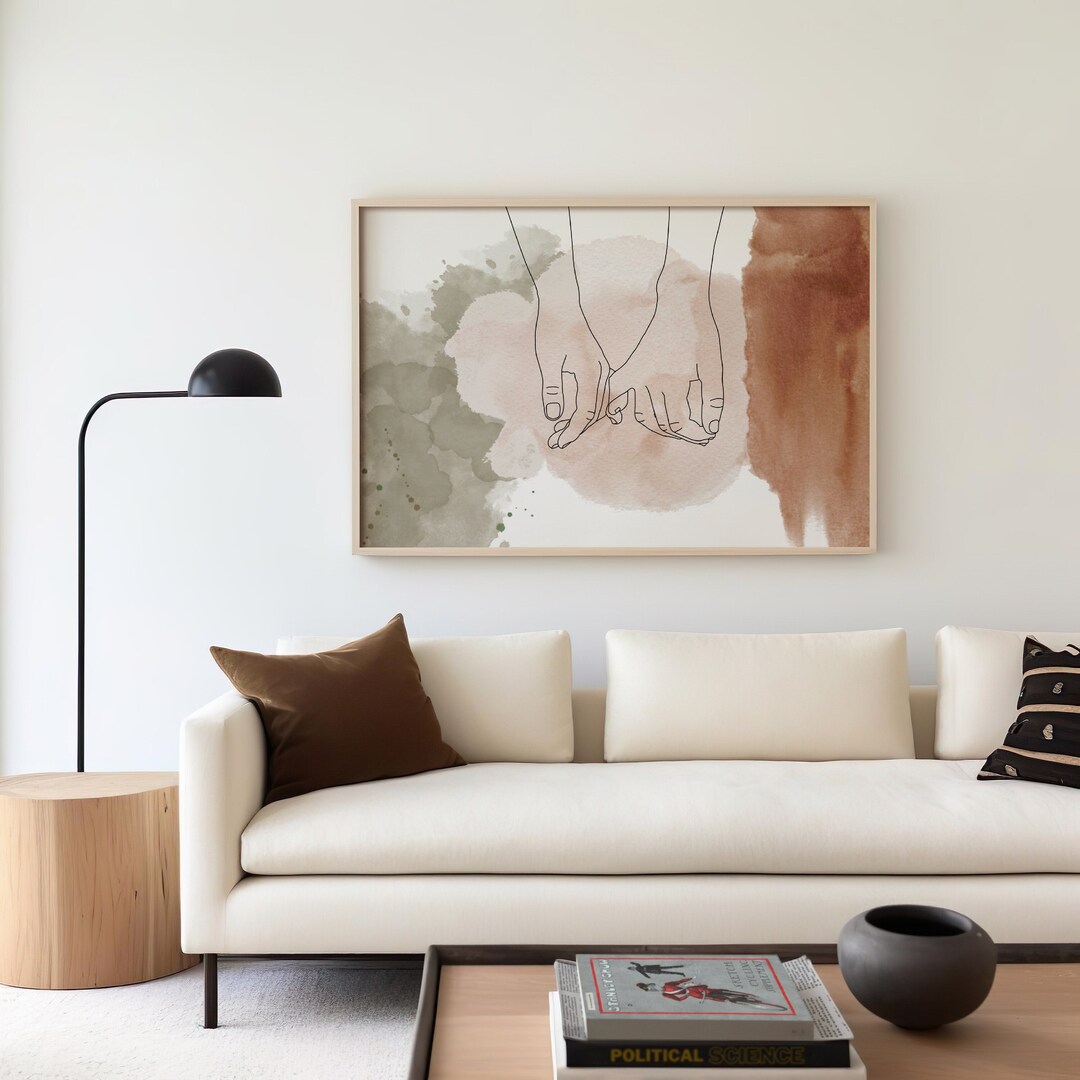 Fine Line Watercolor Holding Hands Wall Art Digital Download ...