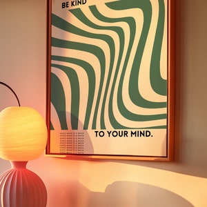 70s Wall Art Be Kind to Your Mind Poster Digital Download, Seventies ...