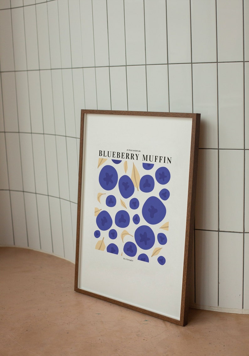 Blueberry Muffin Poster Digital Download Kitchen Wallart Modern Boho - Etsy