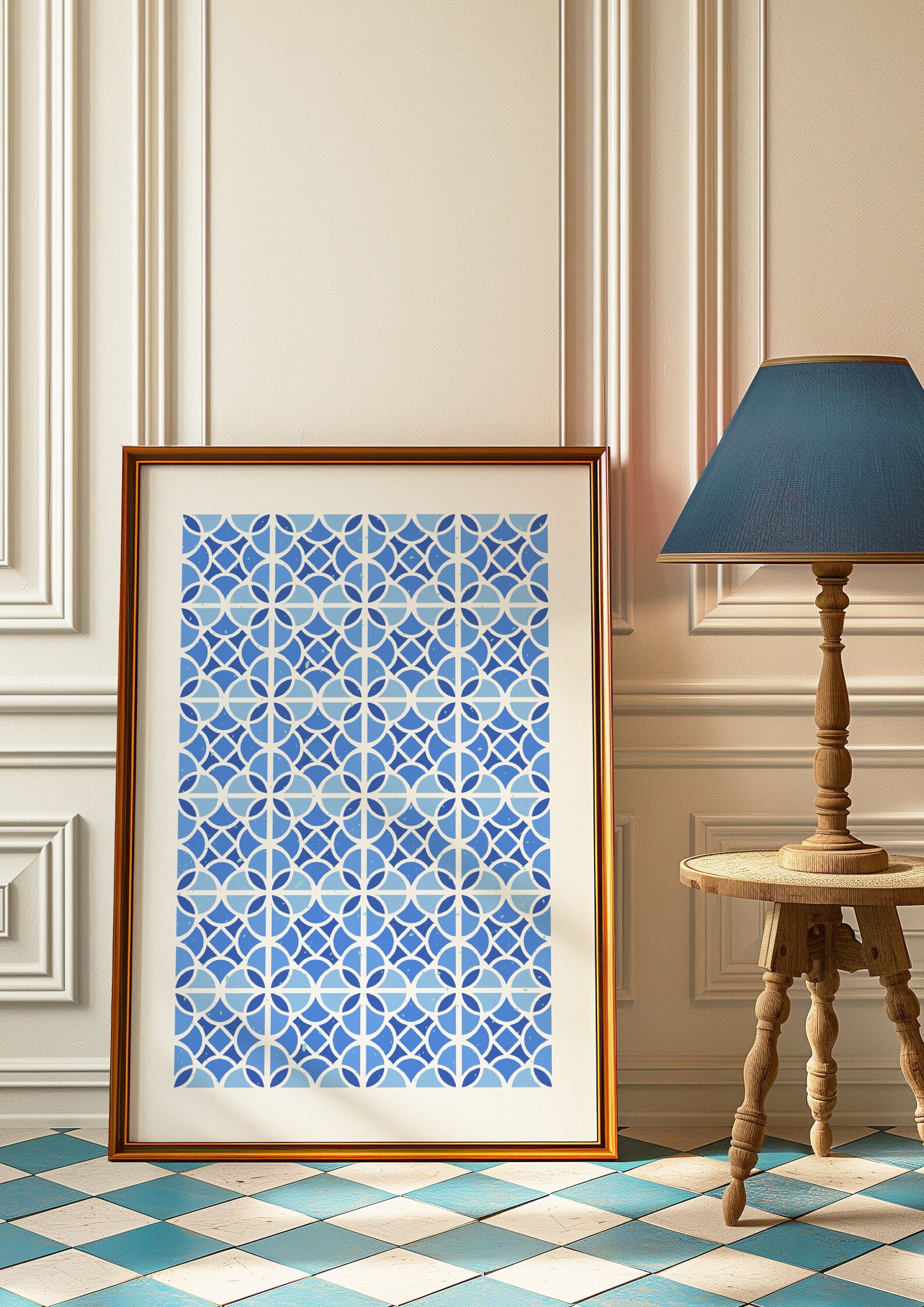 Oriental Tile Poster Digital Download, Morocco Bathroom Wall Art, Blue ...