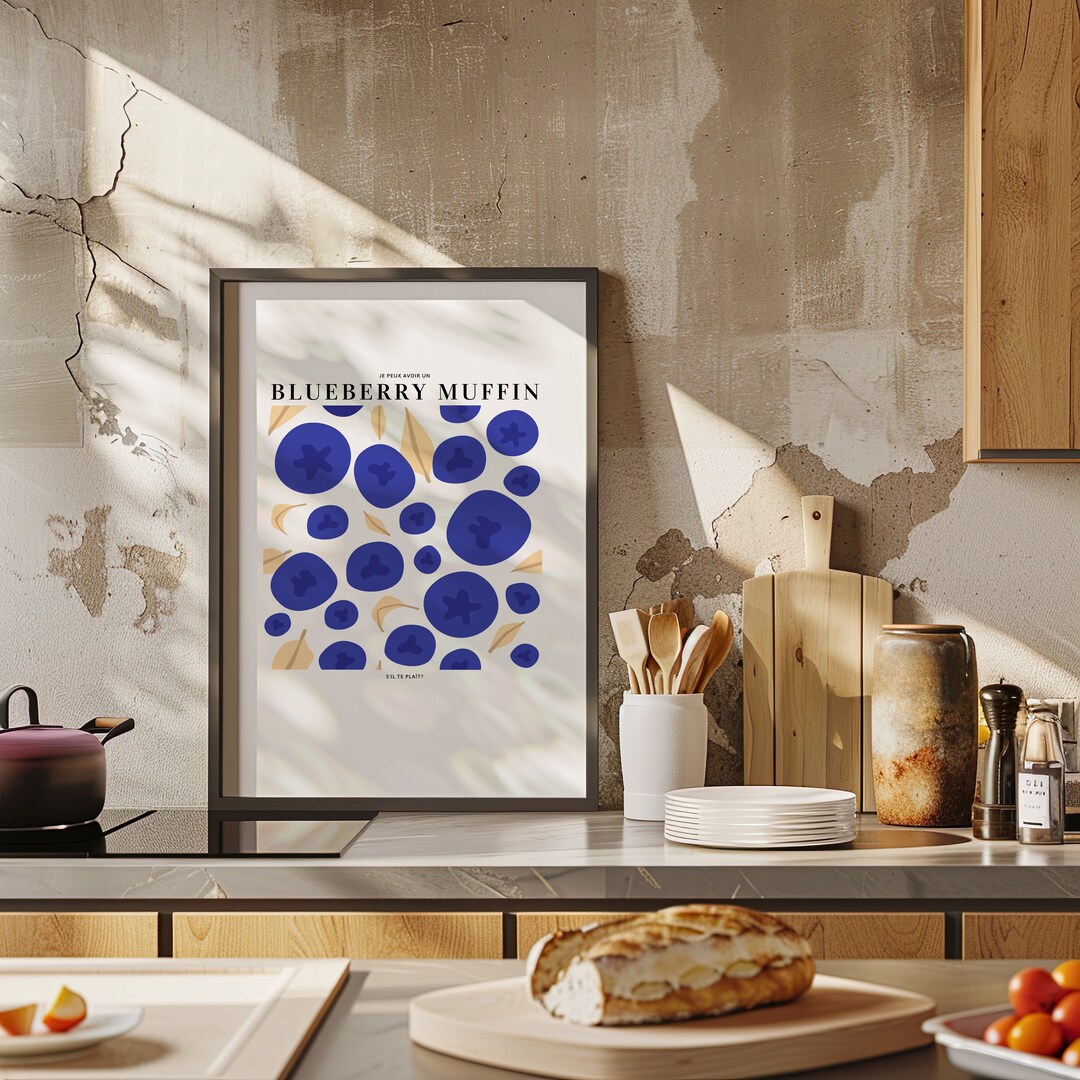 Blueberry Muffin Poster Digital Download Kitchen Wallart Modern Boho ...