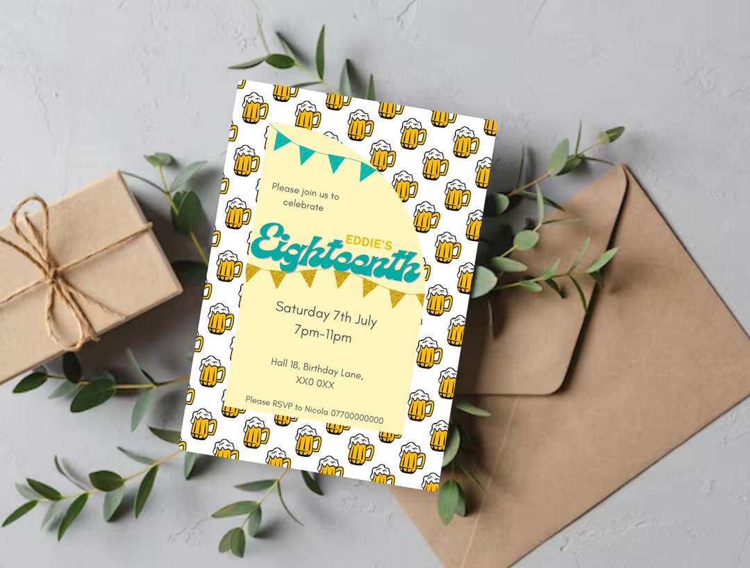 Personalised 18th Birthday Party Invitations Invites Boys Invitations ...